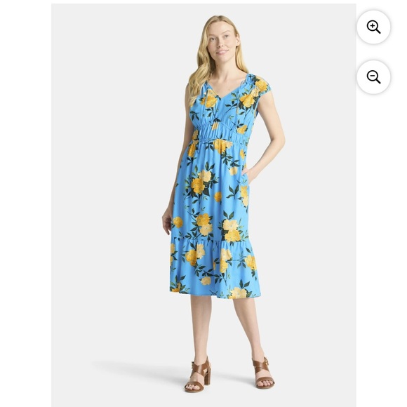 Time and Tru | Dresses | Time And Tru Blue Floral Midi Dress | Poshmark